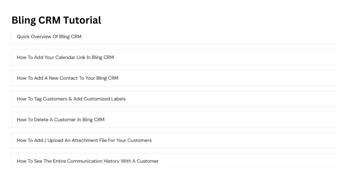 Bling CRM Tutorial Bling CRM Tutorial