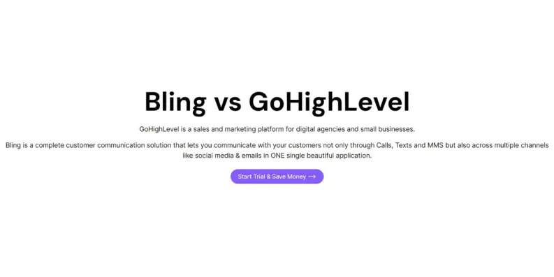 GoHighLevel alternative Bling | Bling vs GoHighLevel Comparison