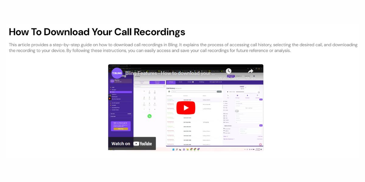 Bling | Download Business Phone Call Recordings