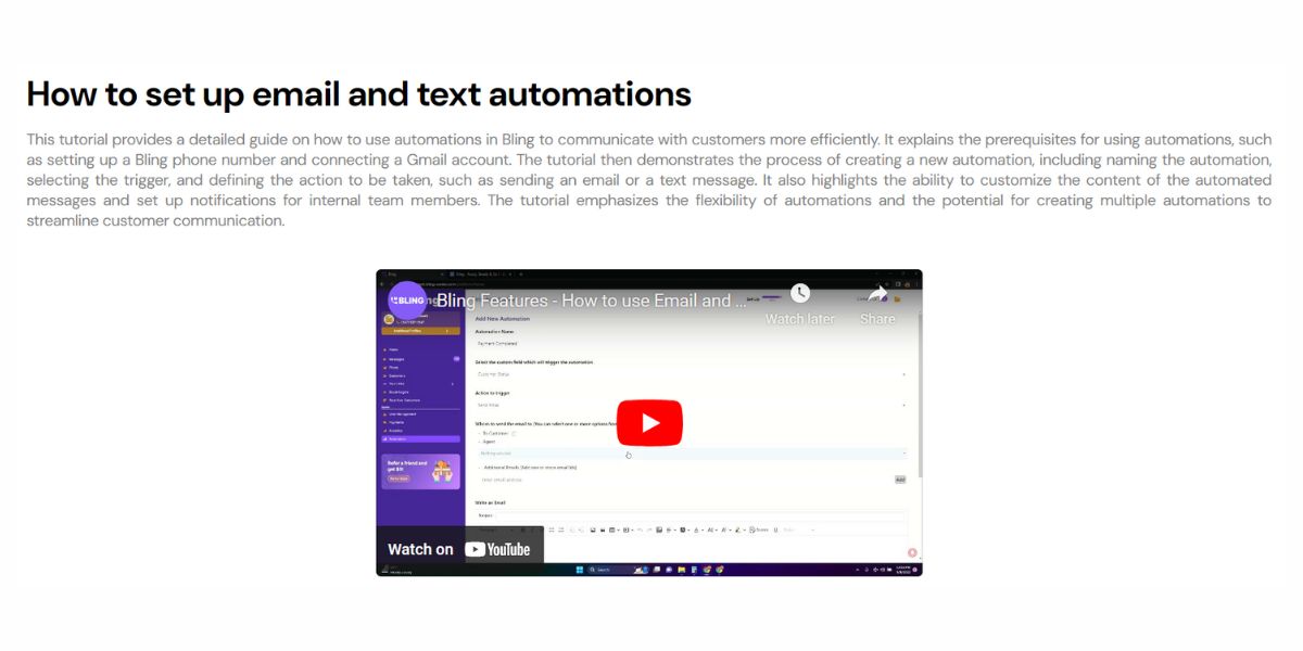 How To Setup Email & Text Automation with Bling - A Guide