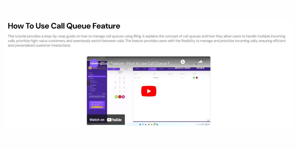 Bling | How To Use Call Queue Feature